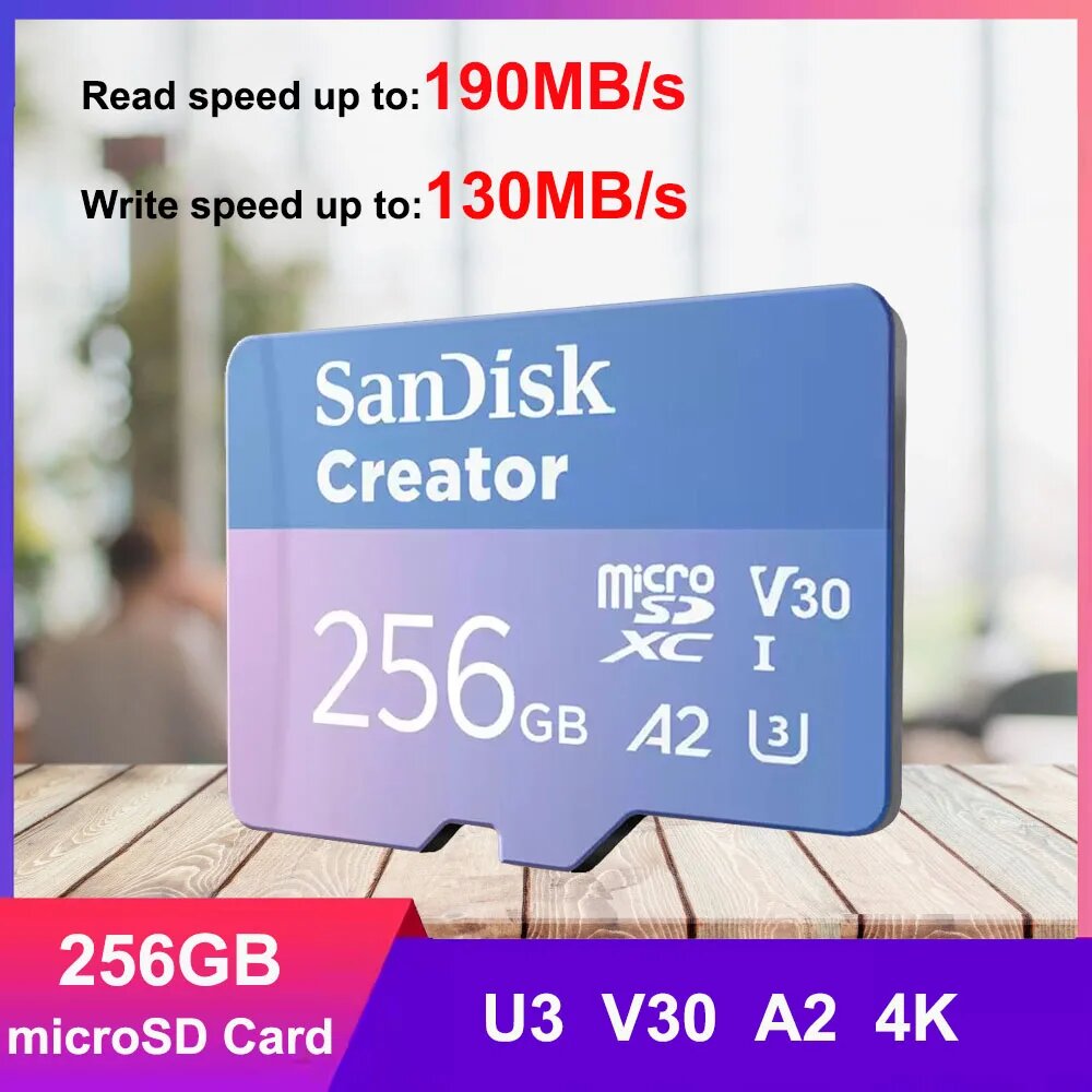 SanDisk Creator Series microSD карта памяти 128/256/512 ГБ/1 ТБ 256GB