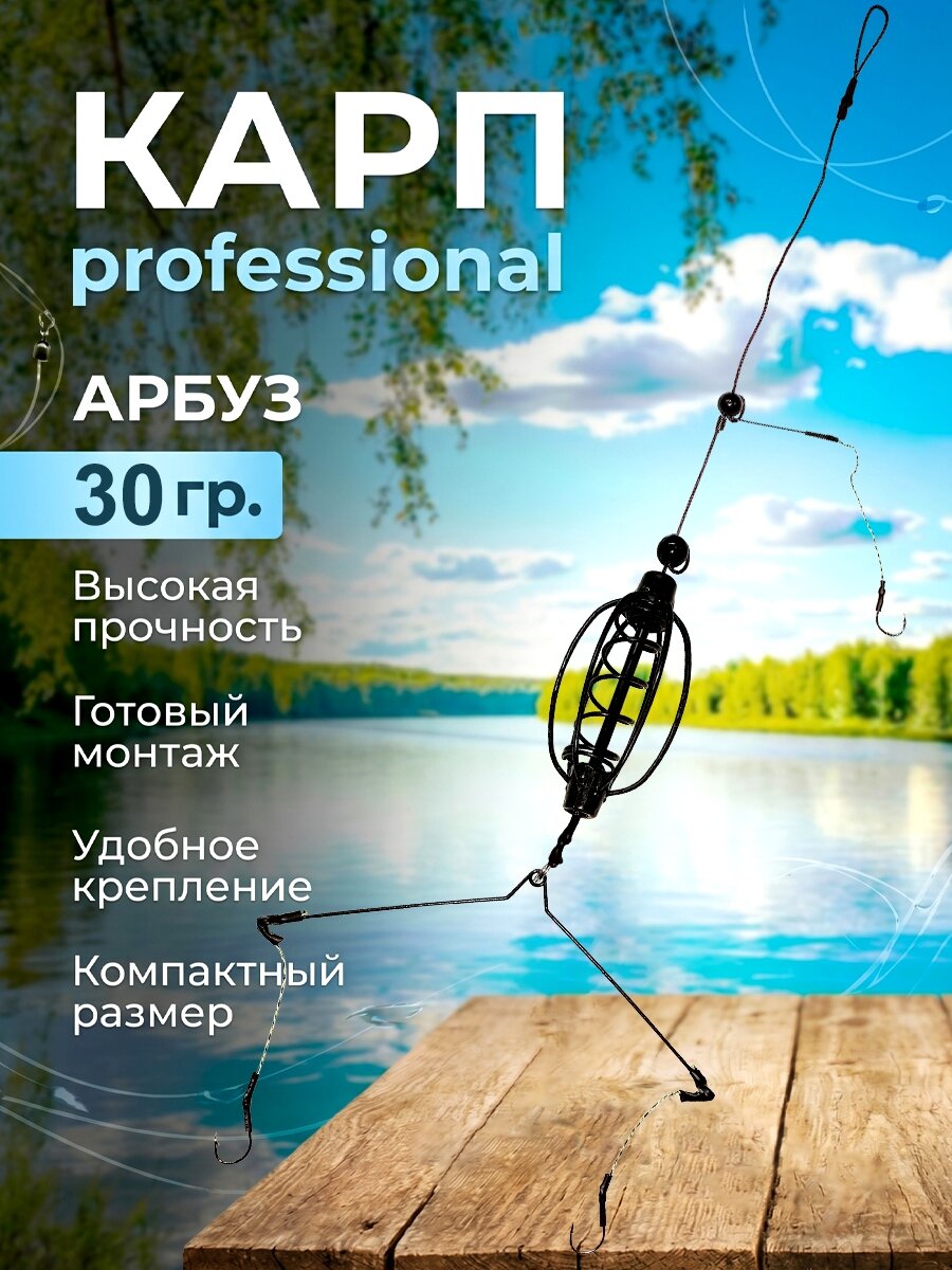 Оснащённый рыболовный монтаж на карпа professional «Арбуз», 1 шт. 30 гр.