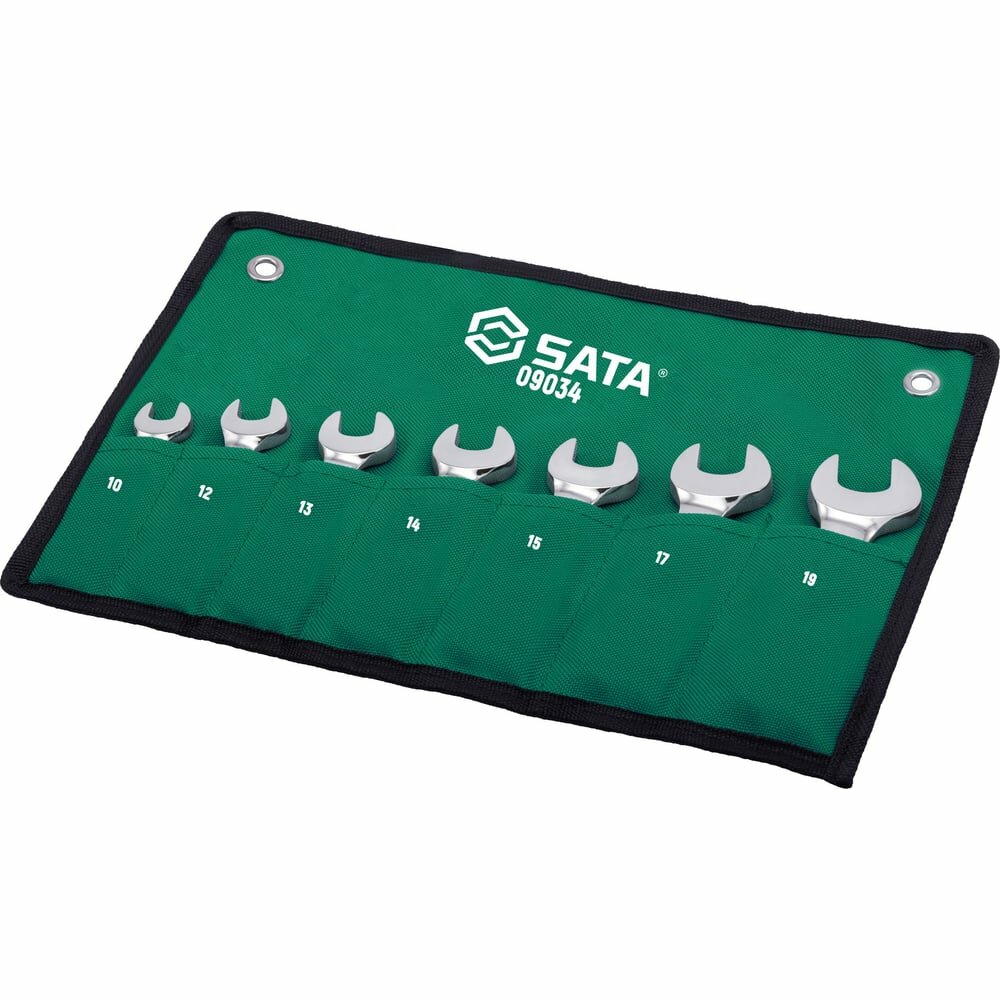 Ключи SATA 7 предметов комбинированные, укороченные, с трещоточным механизм 09034 — фото 1