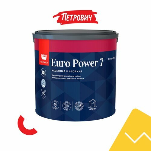 Краска Tikkurila Euro KIRI полуматовая, 2.7 л для стен и потолков