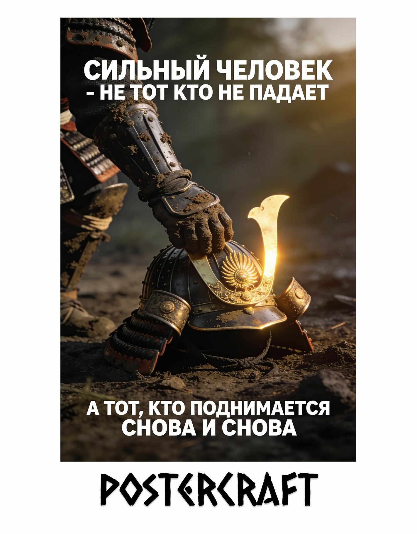 Мотивационный Постер "Сильный человек - не тот, кто не падает, а тот кто поднимается снова и снова" (Конфуций), 29.7х42см, А3, глянцевый