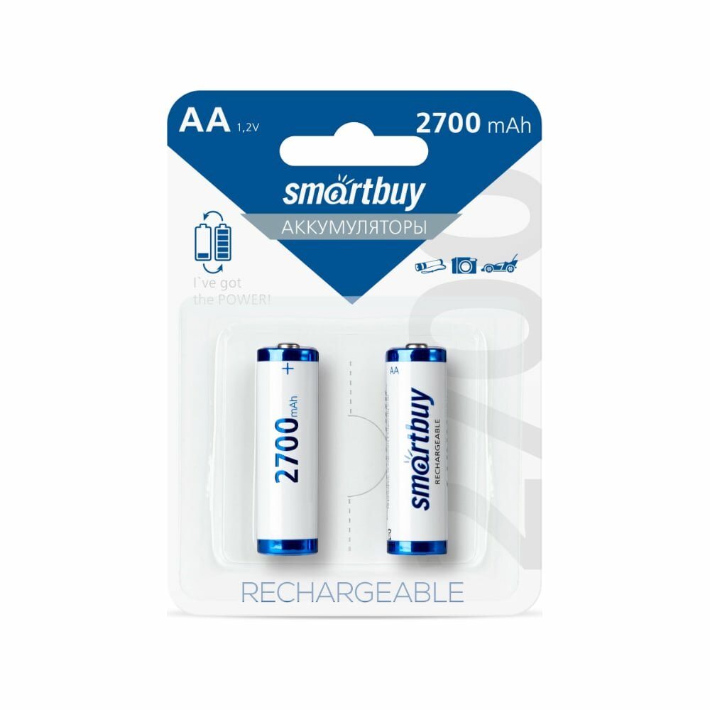 Аккумулятор Smartbuy nimh aa/2bl 2700 mah (24/240) упаковка 2 шт. SBBR-2A02BL2700 — фото 1