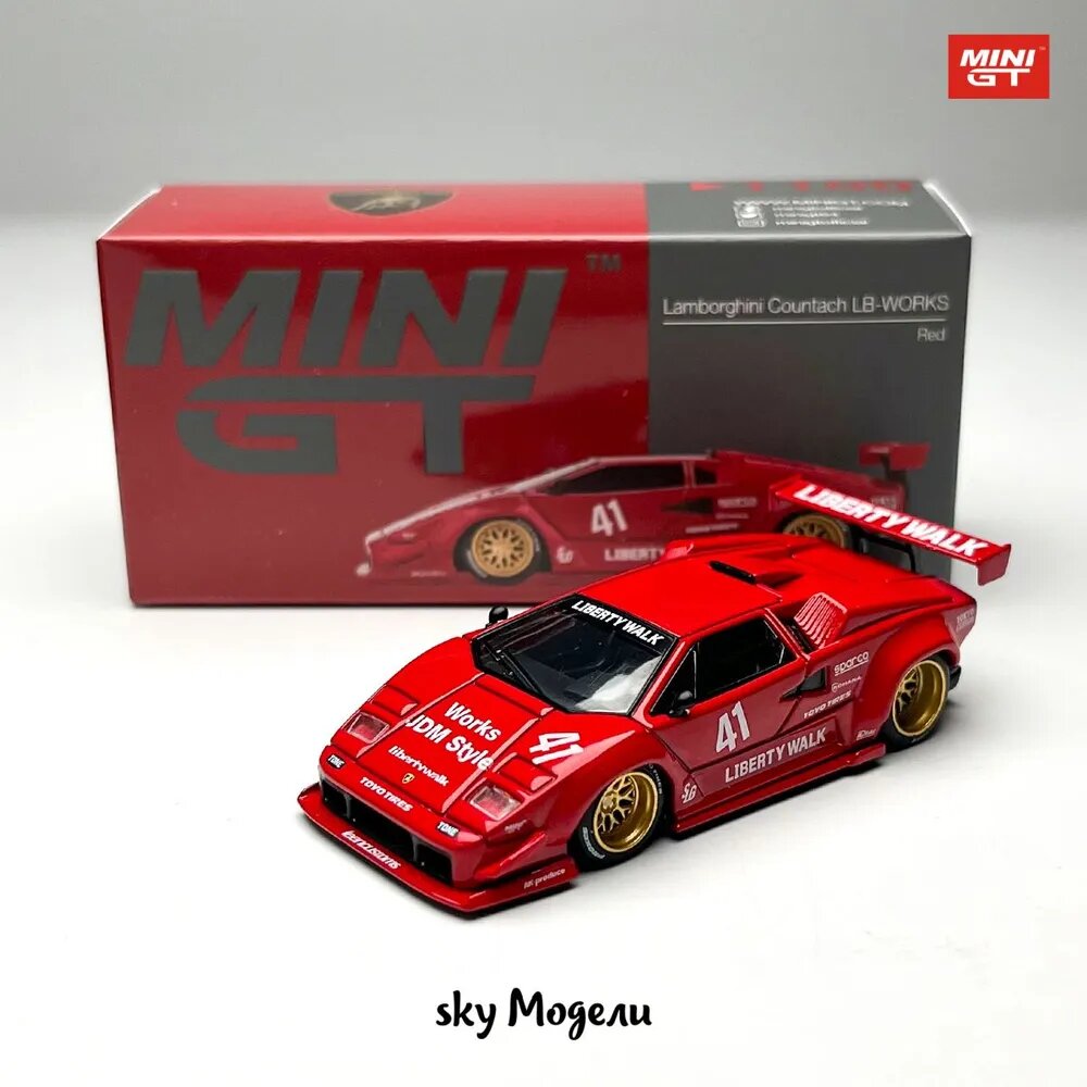 Машинка MINI GT 1:64 #1100 Lamborghini Countach LB-WORKS Red