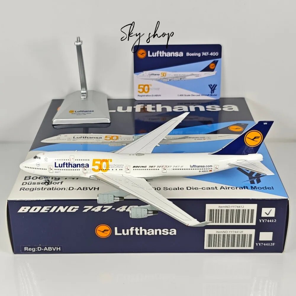 YY Wings 1:400 модель самолета металлическая, Lufthansa Боинг B747-400