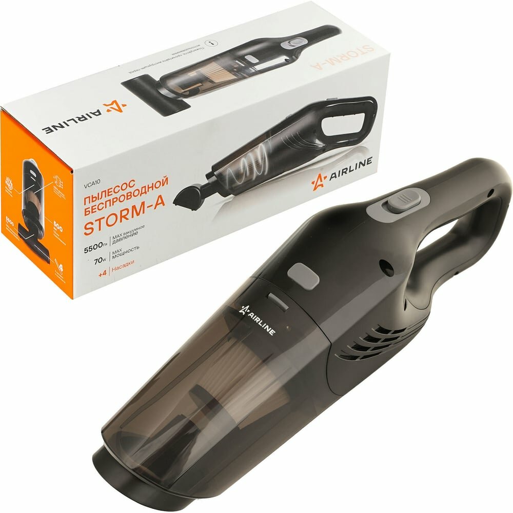 Пылесос аккумуляторный AIRLINE (беспроводной) STORM-A 5500PA в сумке (70W, 0.5л, 2000 mAh) VCA10