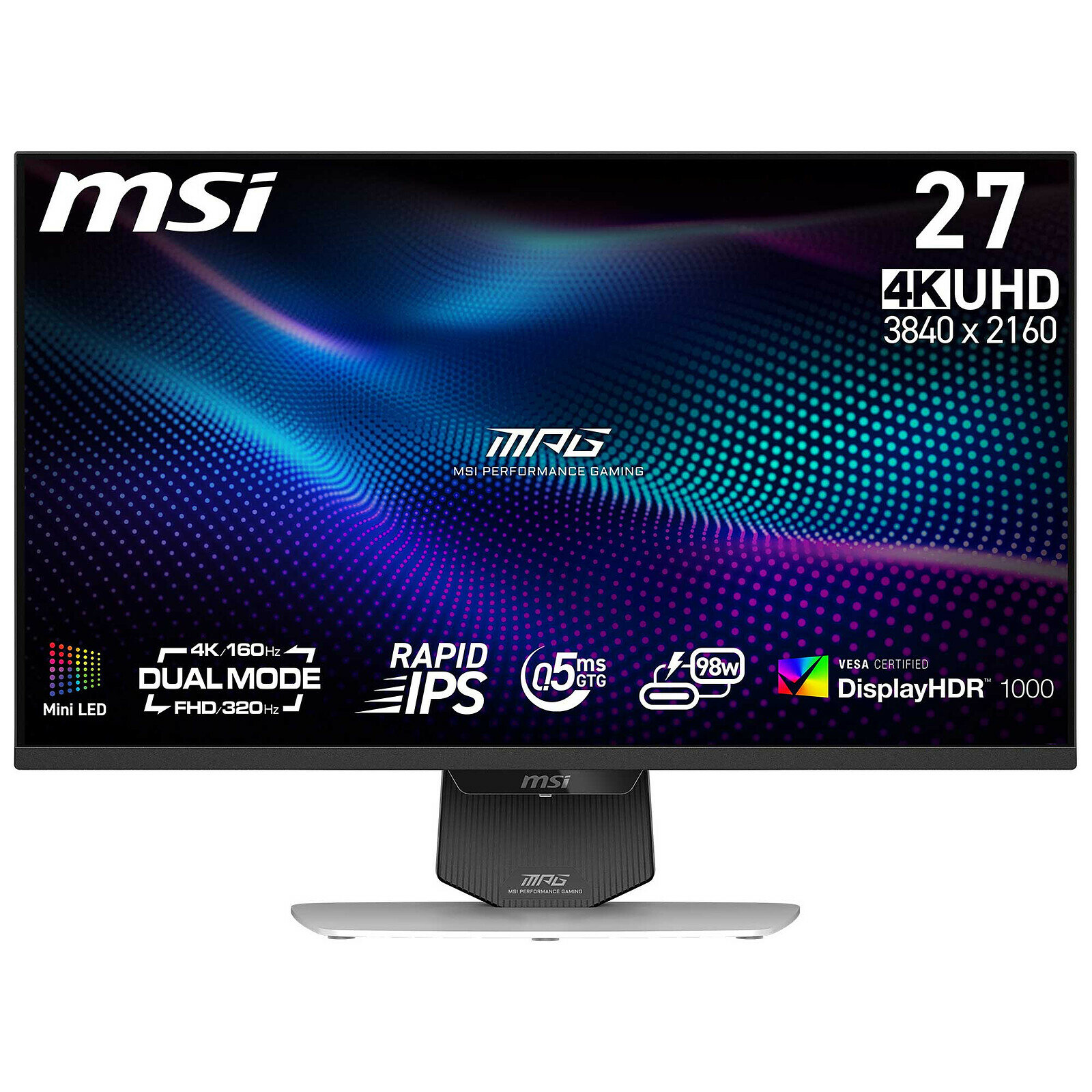 Монитор 27" MSI MPG 274URDFW E16M, IPS Mini-LED, 0,5ms, 400cd, 160/320Hz
