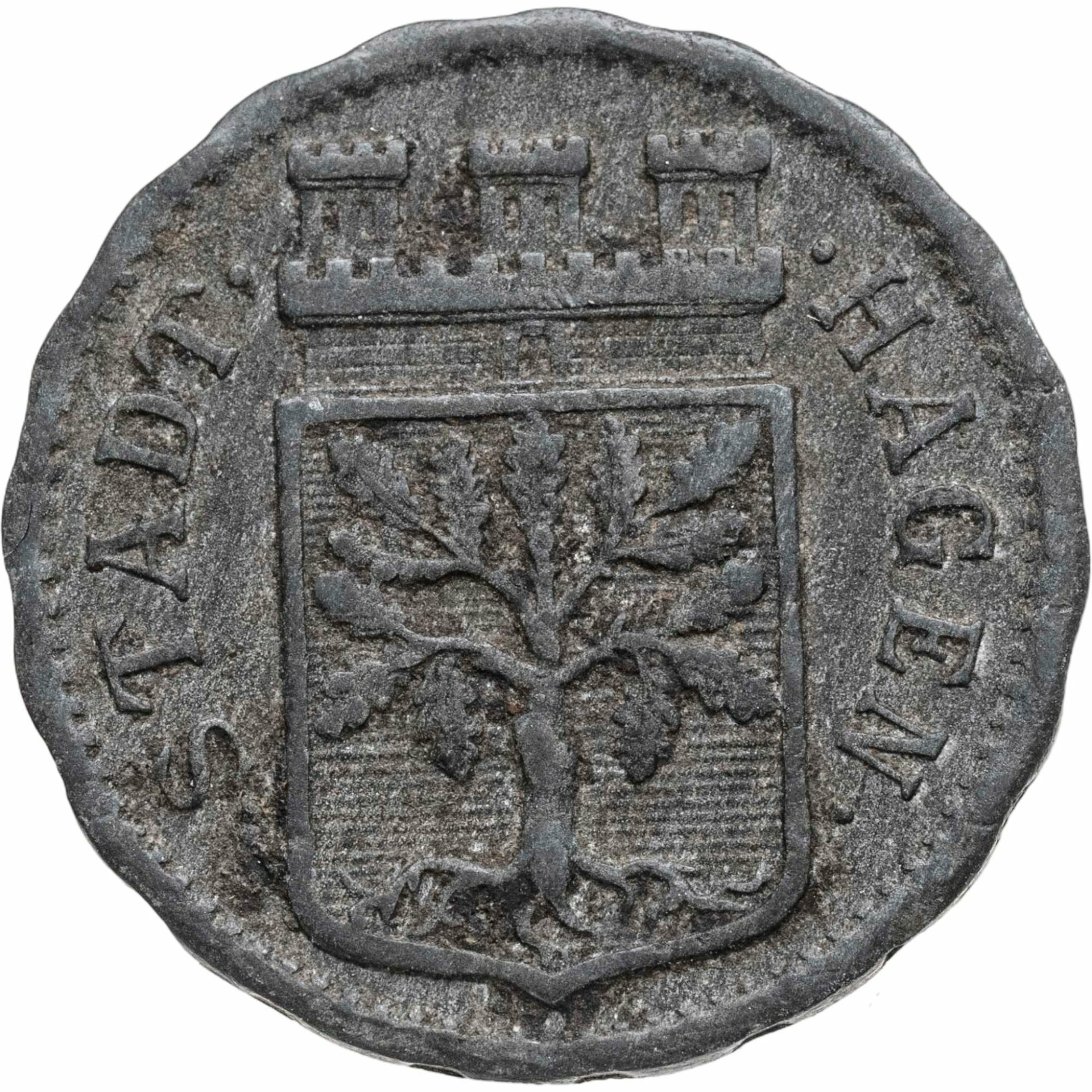 Германия "Хаген" 10 пфеннигов 1917 нотгельд, Цинк, в сохранности XF