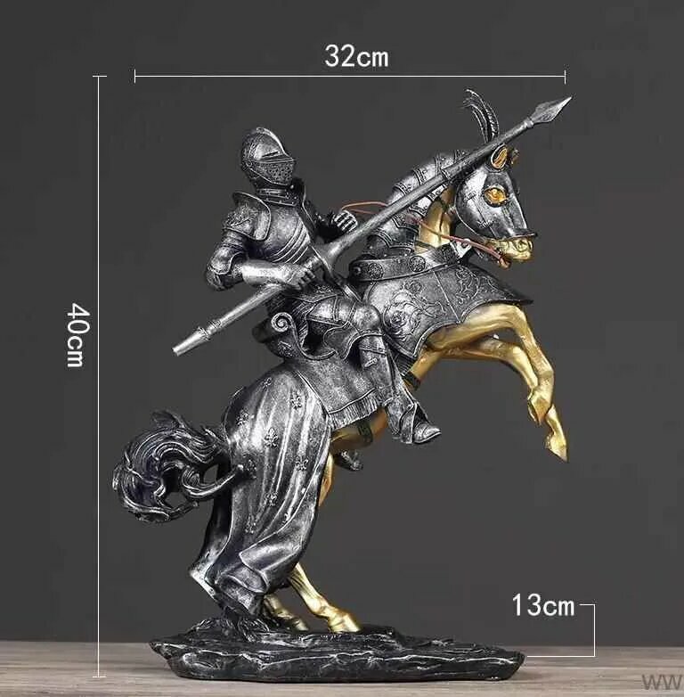 Статуэтка Рыцарь с копьем на коне, 40x13x32 см, полистоун