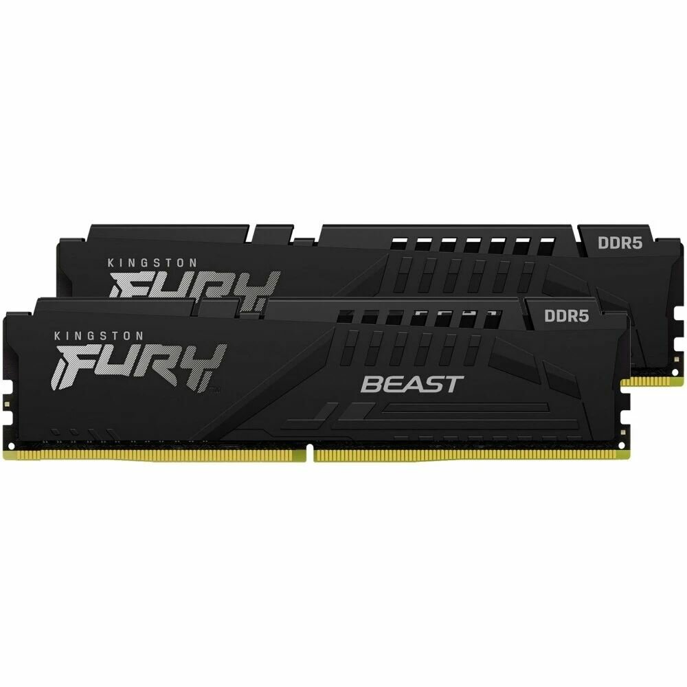 Оперативная память Kingston Fury Beast Black, DDR5, 64GB (2x32GB), 5200 MHz, CL40, с радиатором, чёрный