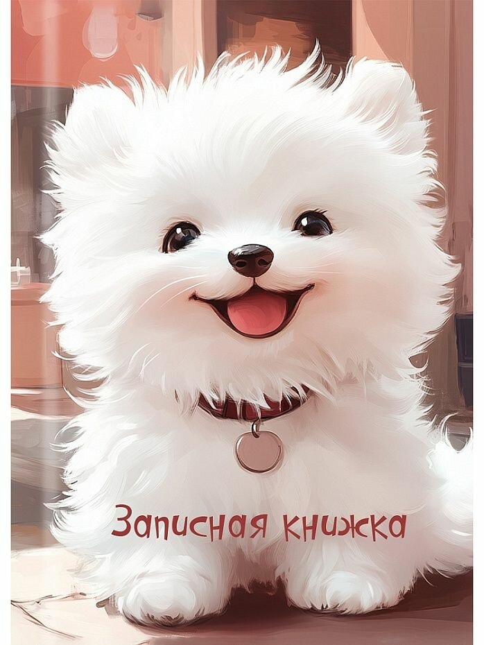 Записная книжка А7 48л. Белый щеночек