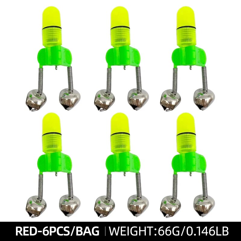 Рыболовные колокольчики ShareShark, 6 шт. Зеленый, Red light-6pcs