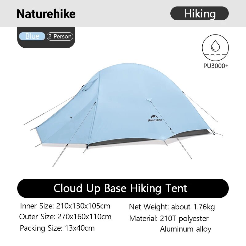 Naturehike Pink Trekking Палатка для 1-2 человек Голубой, 2 Person - Blue