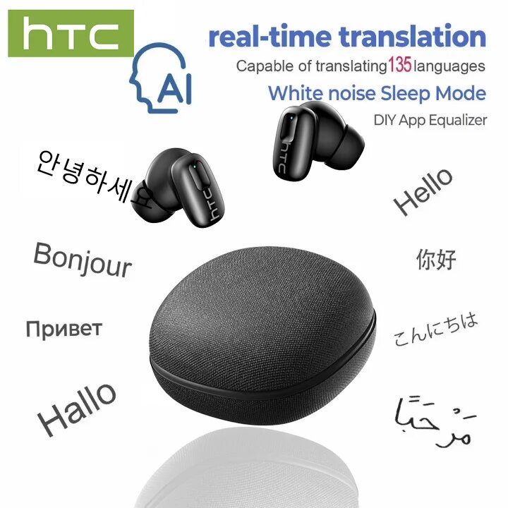 Беспроводные наушники HTC NE75 Bluetooth 6.0 Серый, Black AI