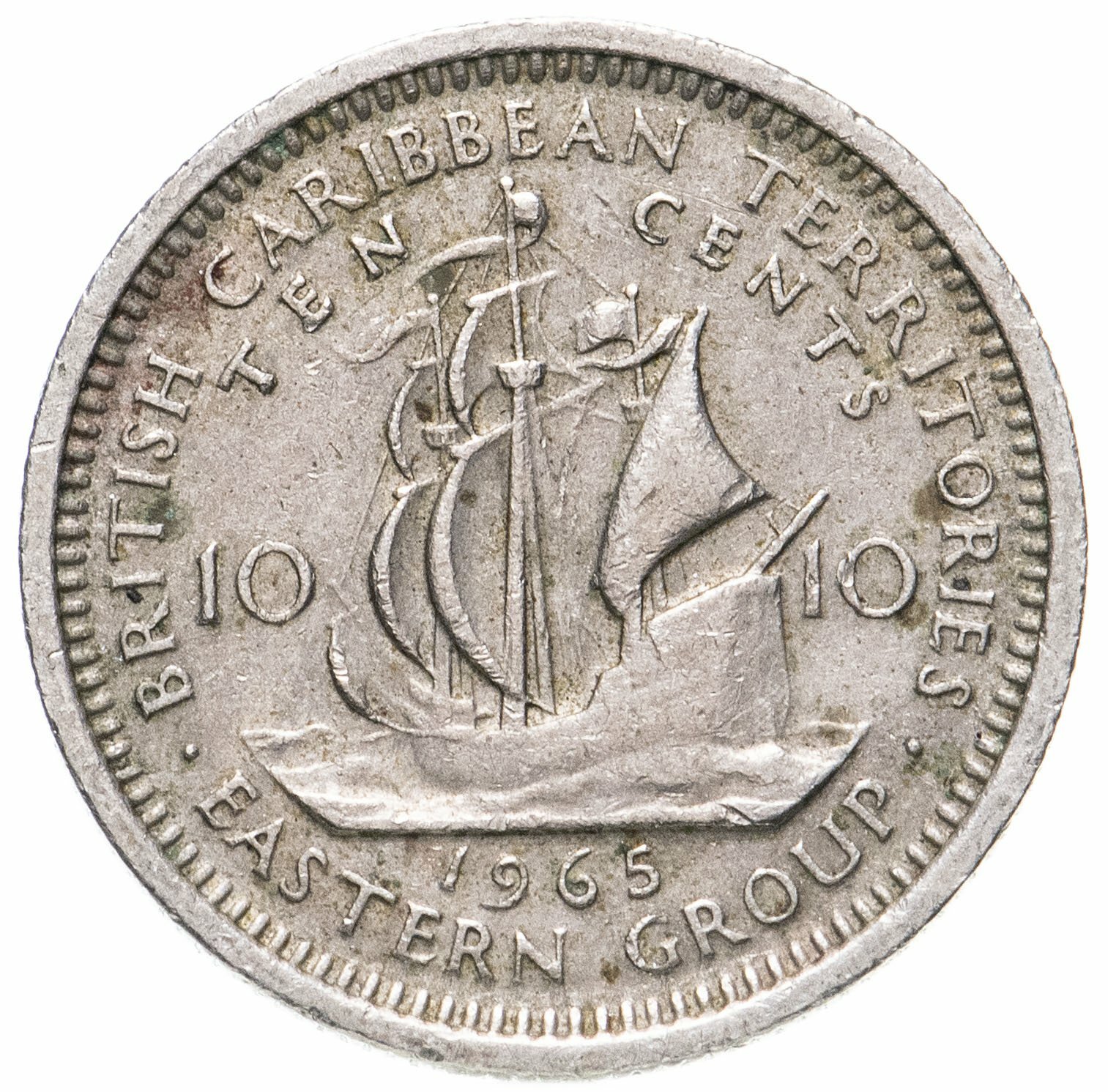 Восточные Карибы 10 центов cents 1955-1965, Мельхиор медь-никель, в сохранности VF