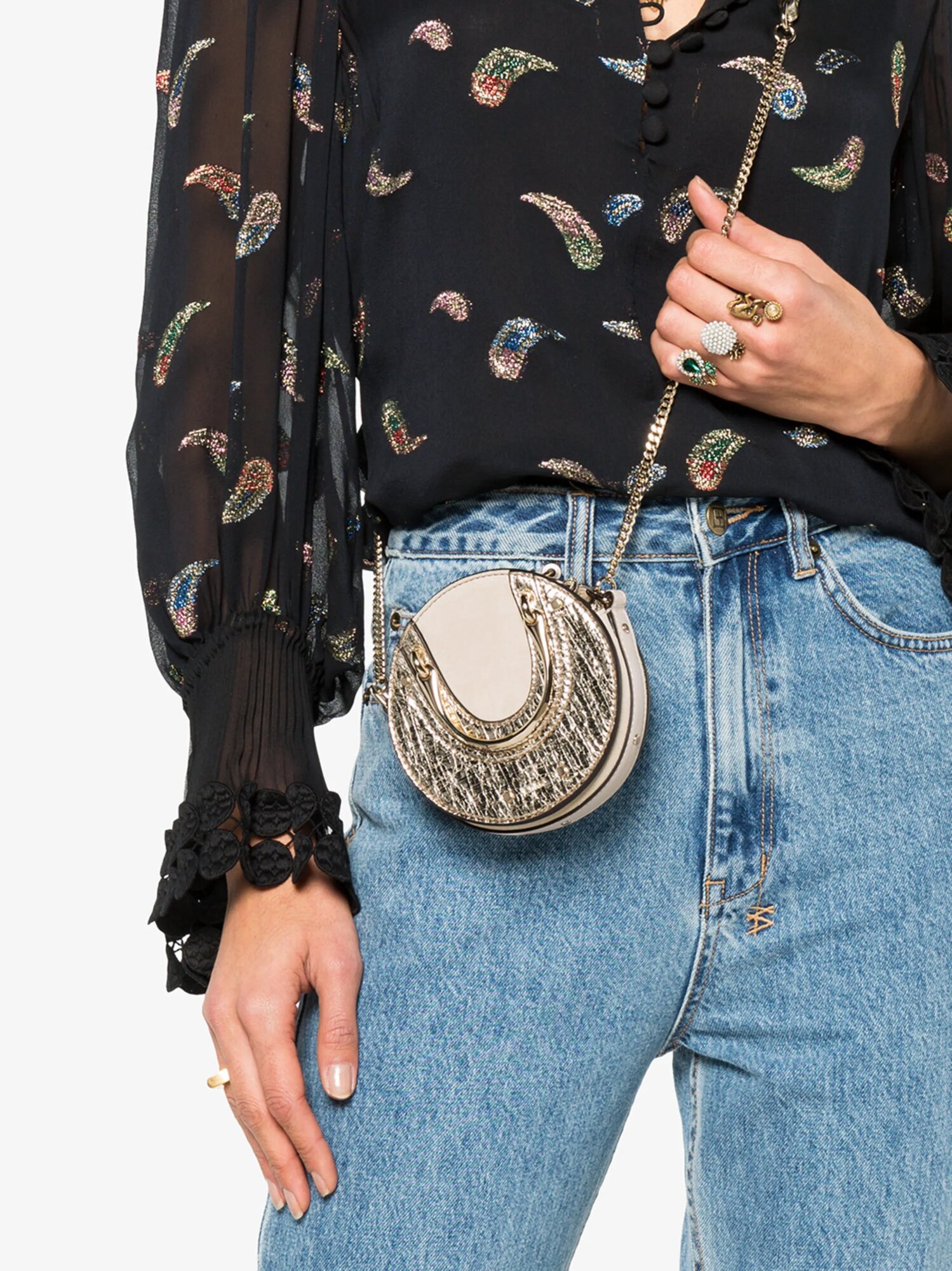 Сумка Chloe Mini Pixie Crossbody Bag in Gold, разноцветный — фото 1