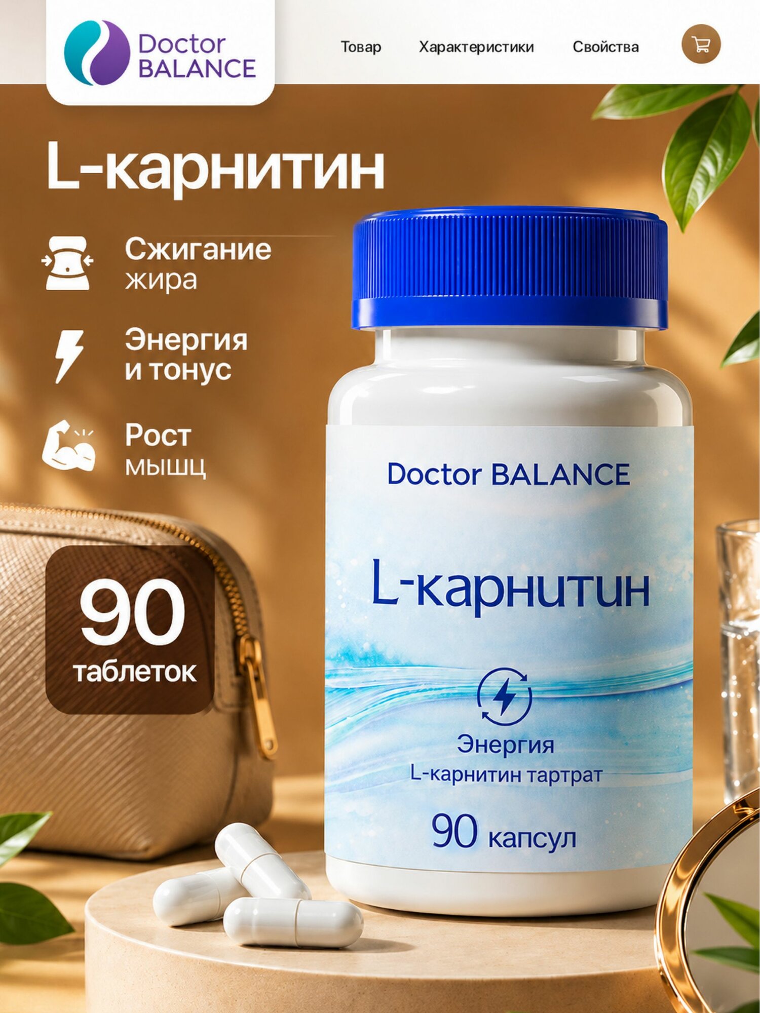 БАД к пище "L-карнитин капс" капс 00 - 90 капсул / уп - Doctor Balance