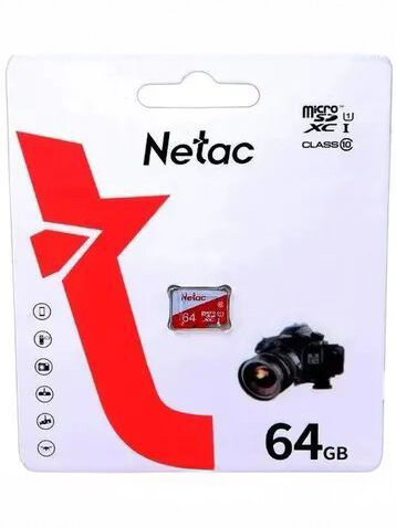 Netac P500 ECO 64 ГБ Карта памяти microSDXC, NT02P500ECO-064G-S, черно-красная