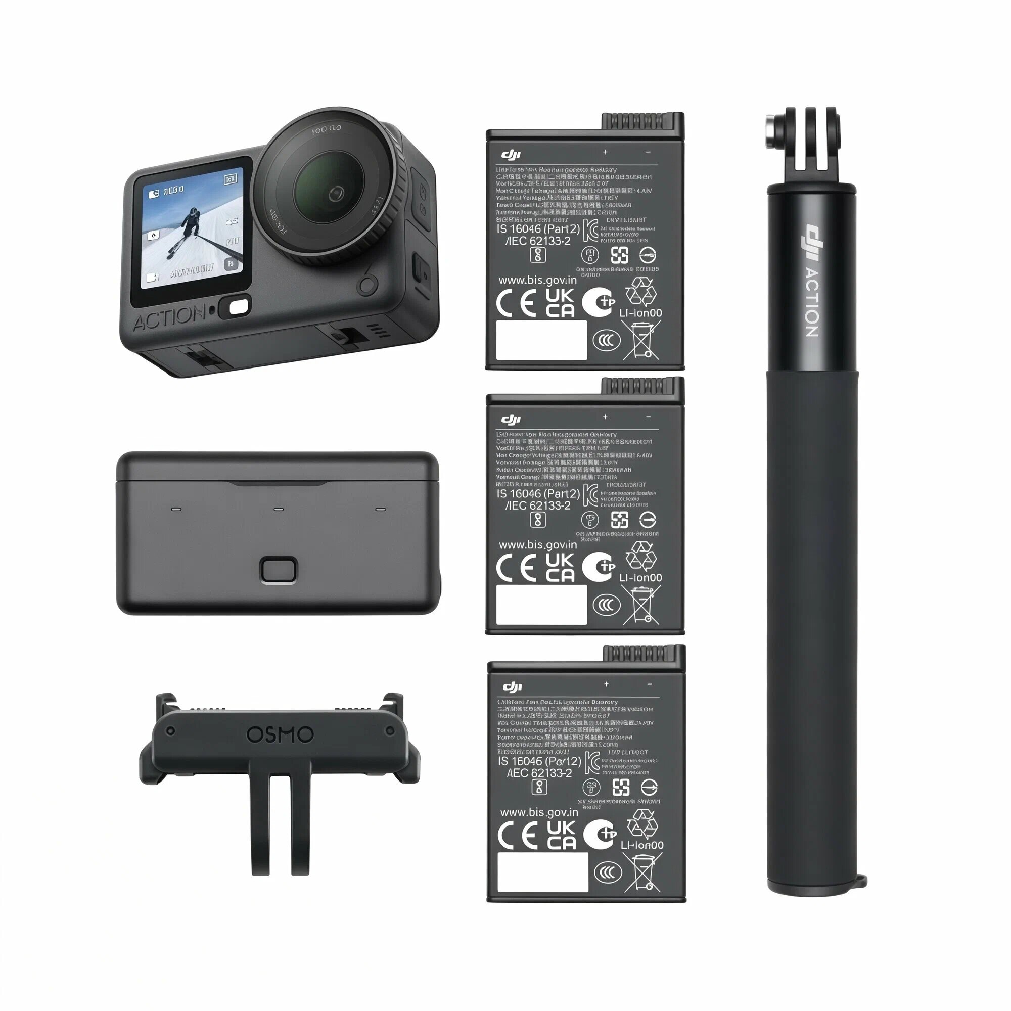 Экшн-камера DJI Osmo Action 6 Adventure Combo, IP68, OLED сенсорный дисплей, водонепроницаемость до 20 м