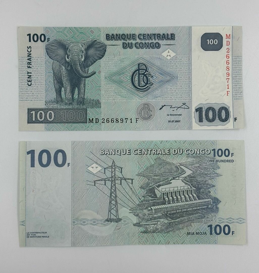 Банкнота Конго 100 франков 2007 год
