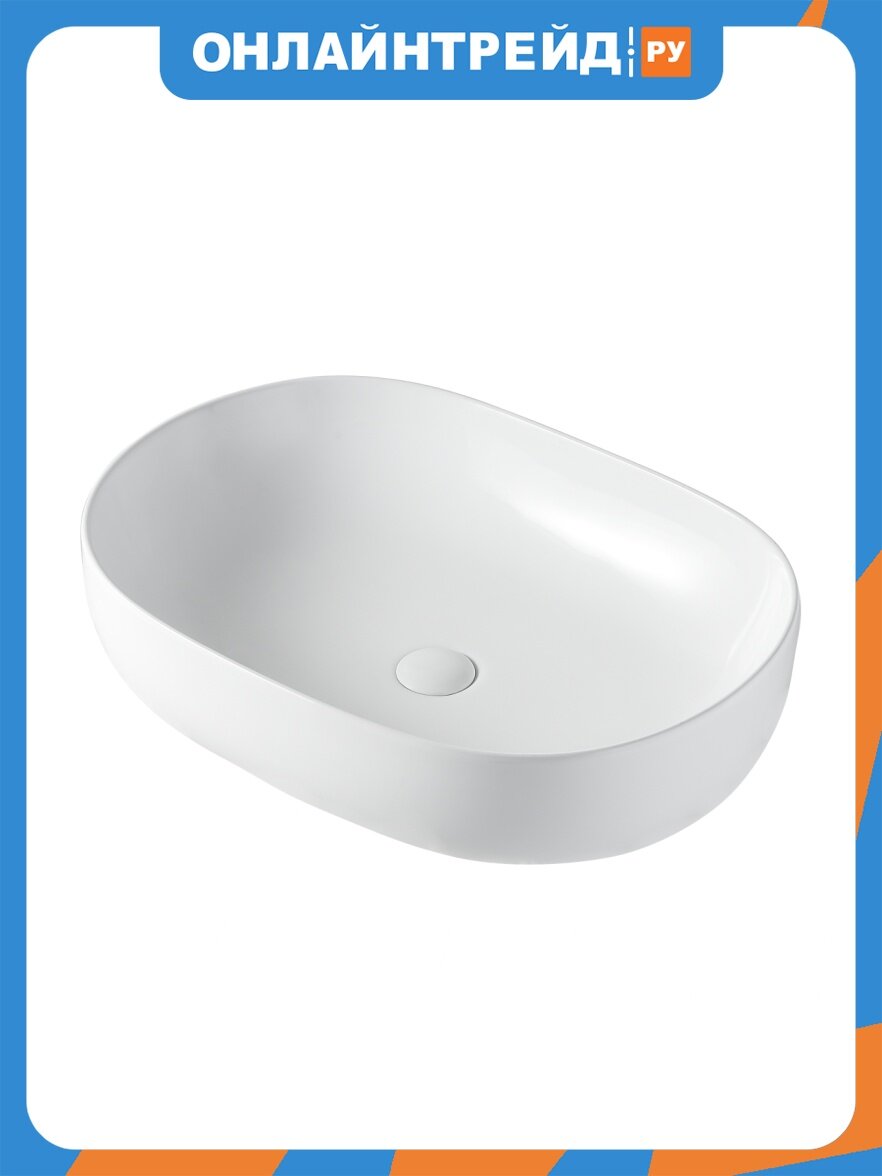 Раковина накладная санфарфор Orange B08-600W, белый глянец