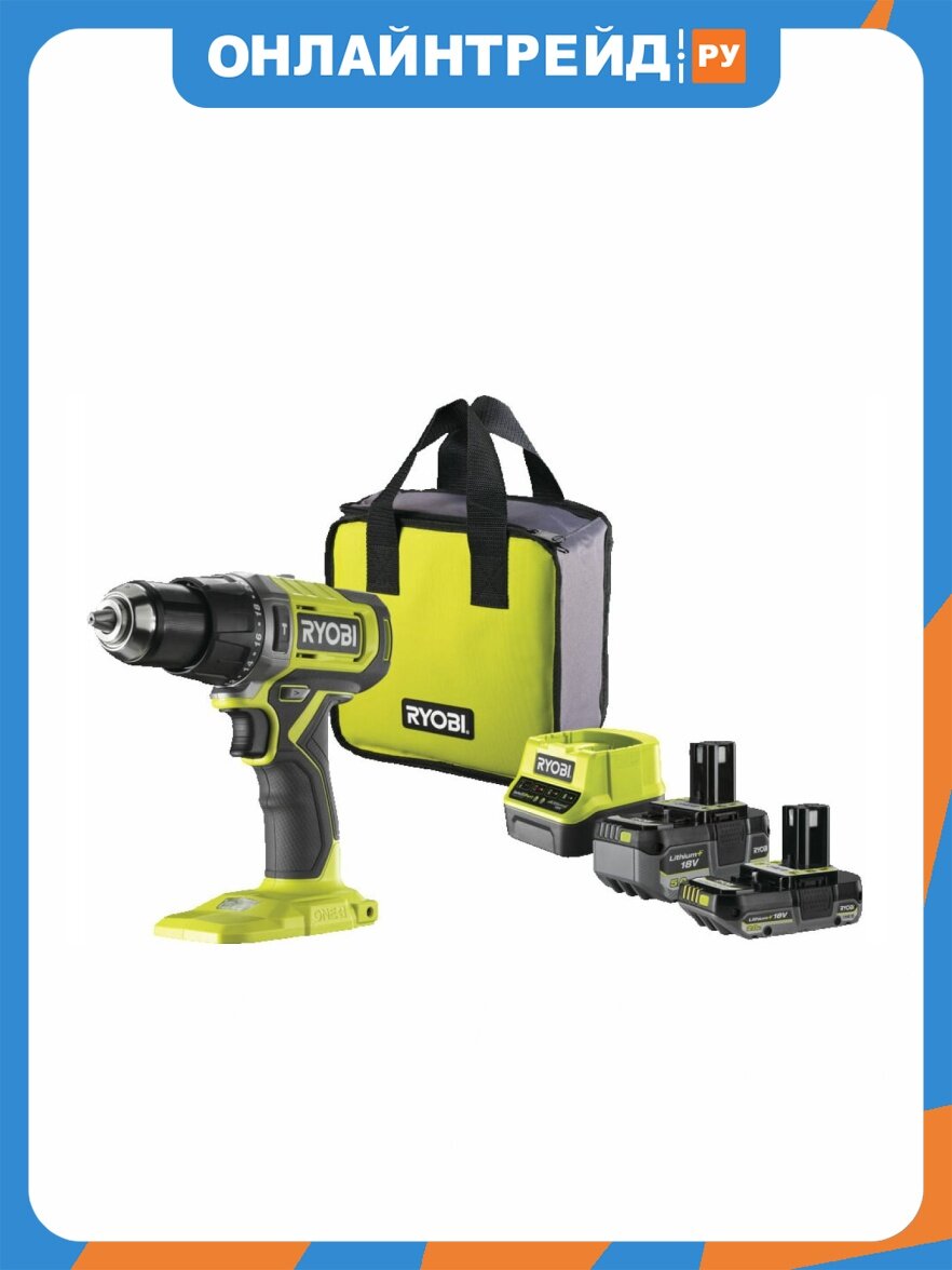 Дрель-шуруповерт ударная Ryobi 18В RPD18-2C52S 5133005526