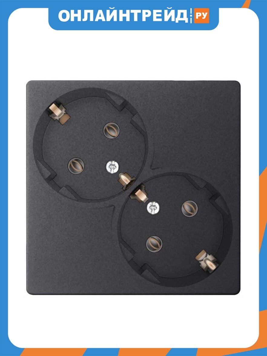 Розетка Simon 2-м СП 24 16А IP20 2х2P+E Schuko без защ. шторок механизм графит, 2450459-038