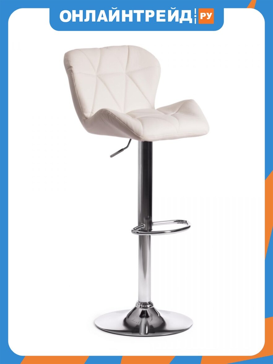 Стул барный Tetchair BIAGGIO (mod. KY717) / 1 шт. в упаковке металл/экокожа, 44*50*83-103 см, белый/хром