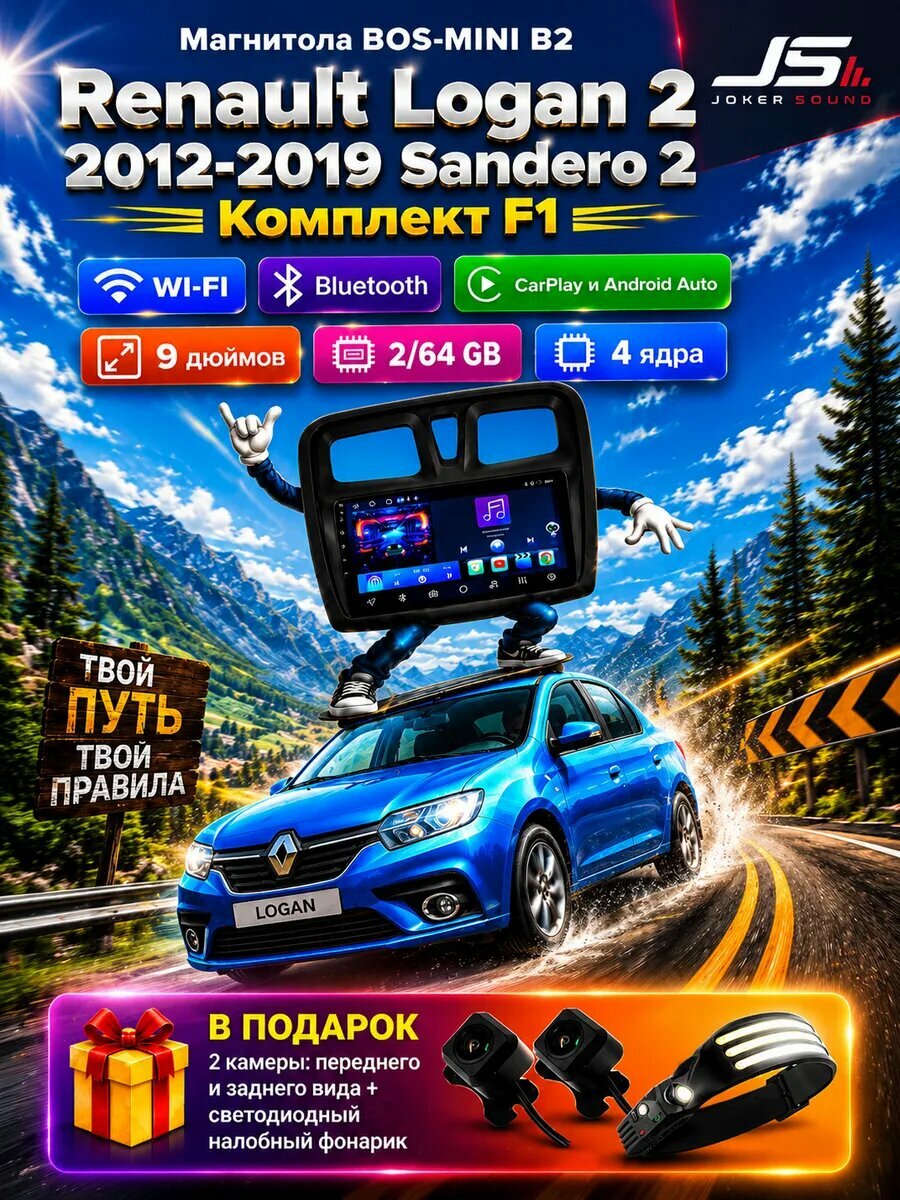 Магнитола Renault Logan 2 2012-2019 2/64 BOS-MINI B2