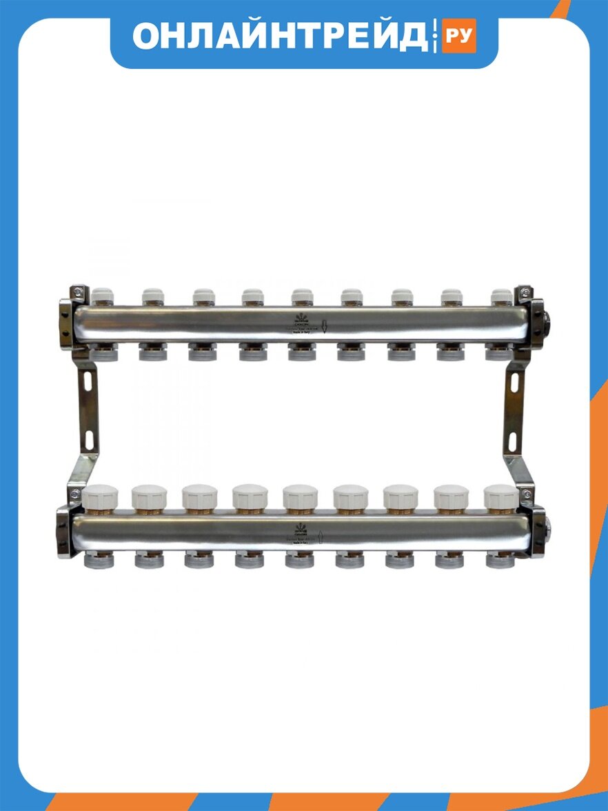Коллектор Gekon 1"x3/4"EU, отв.-9 (в комплекте термостат, вентиль)