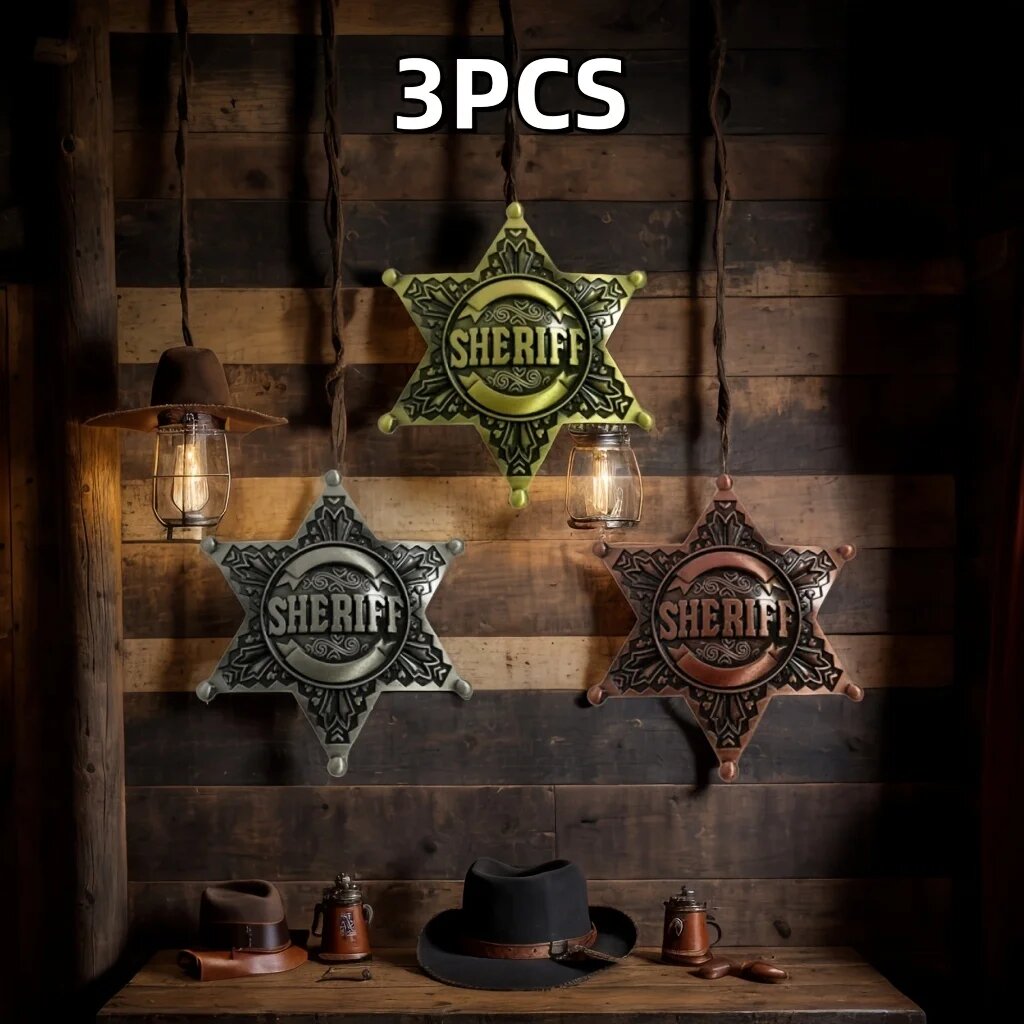 Винтажный металлический значок шерифа 3PCS Combo