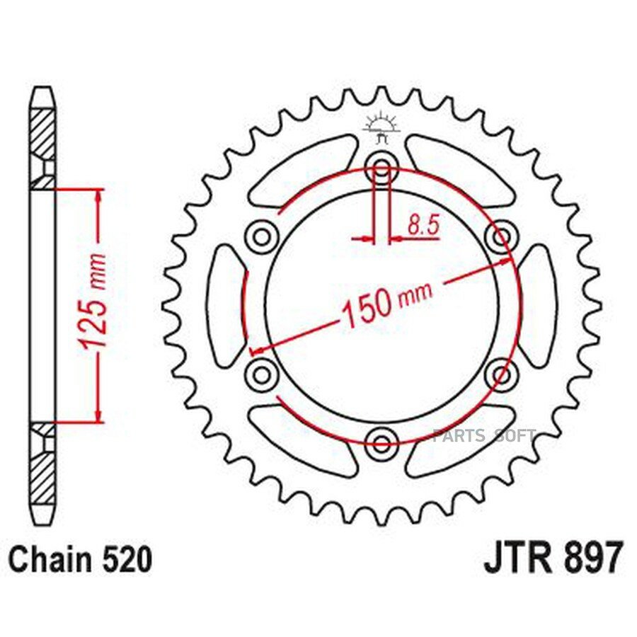 Звездочка ведомая JTR897.48SC от официального дистрибьютора, JT SPROCKETS, артикул JTR89748SC