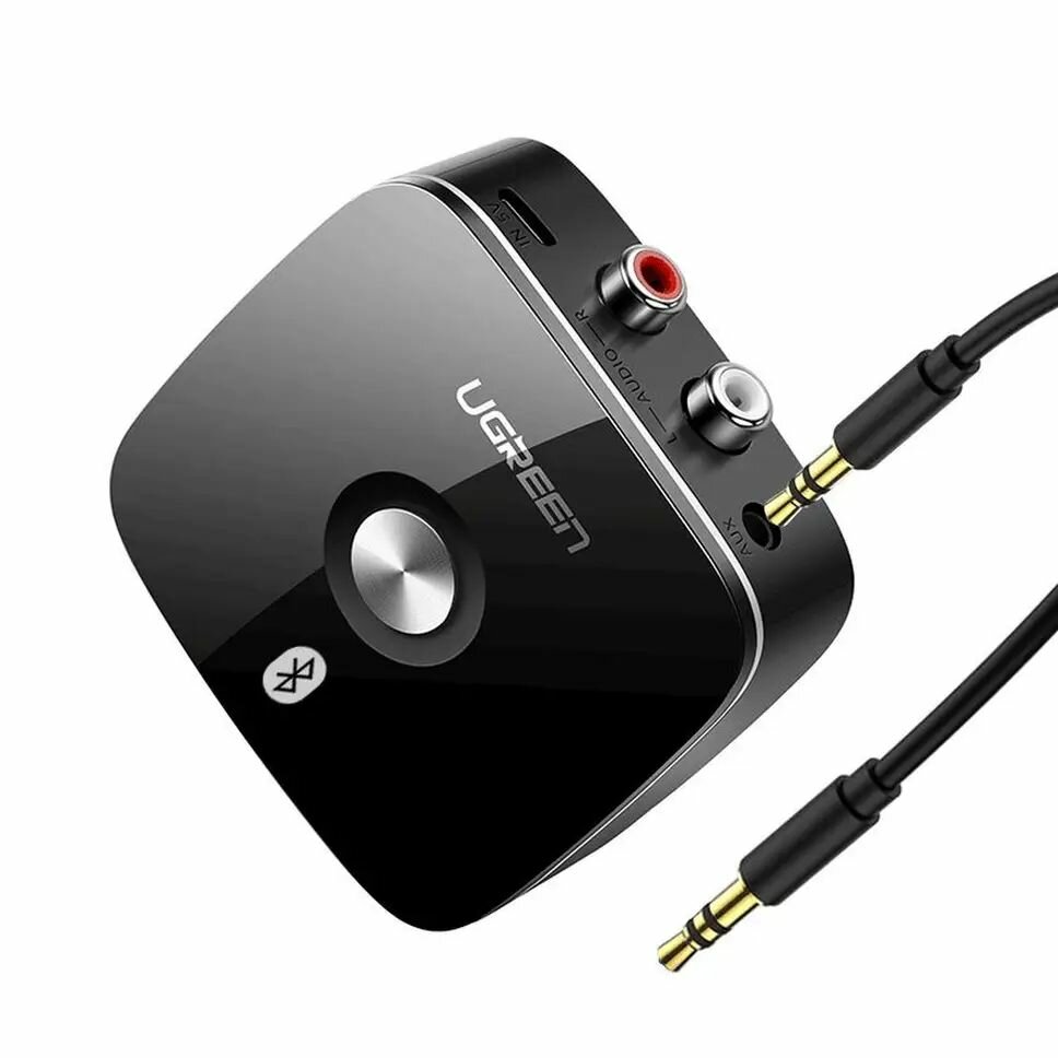 Ресивер беспроводной UGREEN CM123 (30445) Wireless Bluetooth Audio Receiver 5.0 with 3.5mm and 2RCA Adapter with SRRC. Цвет: черный аудиоадаптер bluetooth 5.0 приемник 3.5mm 2RCA черный