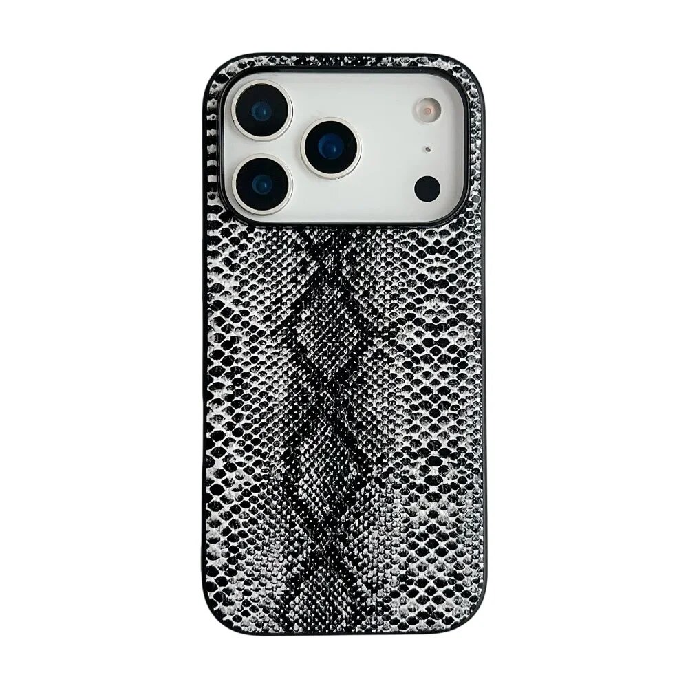 Роскошный Деловой Чехол Из Искусственной Кожи С Узором iPhone17 Pro Max, Черный, Gray Python Pattern