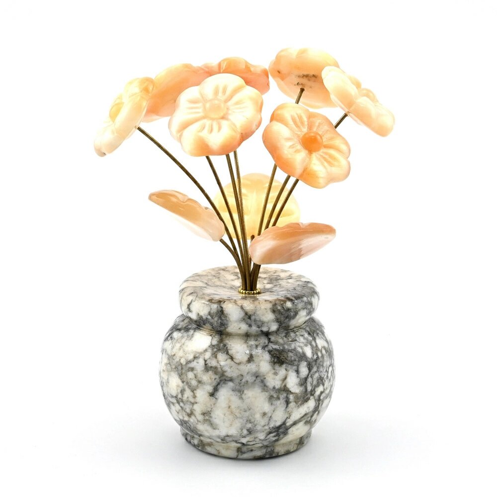 Ваза из селенита Фиалка (7 цв.) ангидрит 80*80*170мм