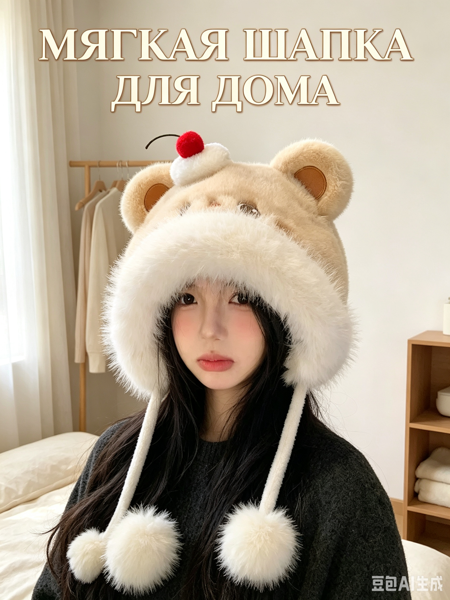 Плюшевая шапочка Hello Kitty, теплая и чистая осенью и зимой, милая и модная