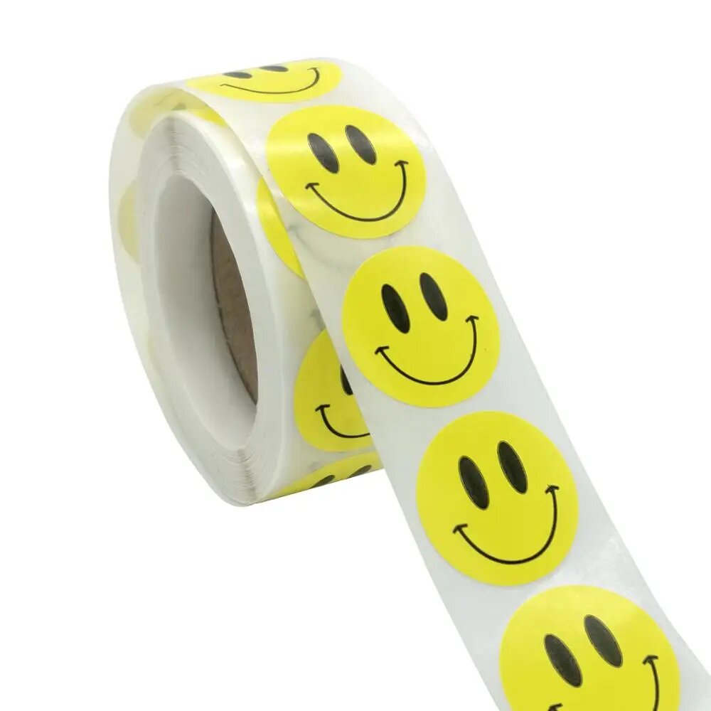 Наклейки смайлики желтые G-05, 500 шт.