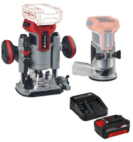 Фрезер аккумуляторный Einhell PXC TP-RO 18 Set Li BL, 18 В, т/мин, цангам + 1 акк. 4 Ач + ЗУ