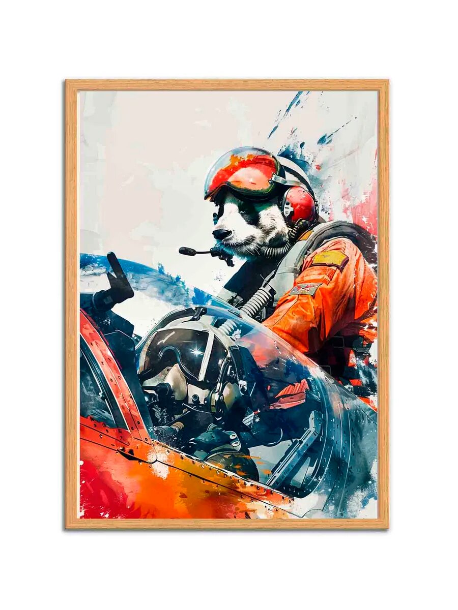 Панда-животное-пилот 2, Плакат 30x42см