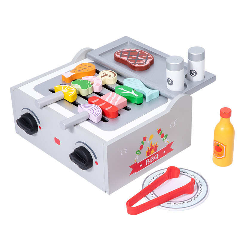 Деревянная игрушка-барбекю для детей — игровая кухня с грилем и шампурами