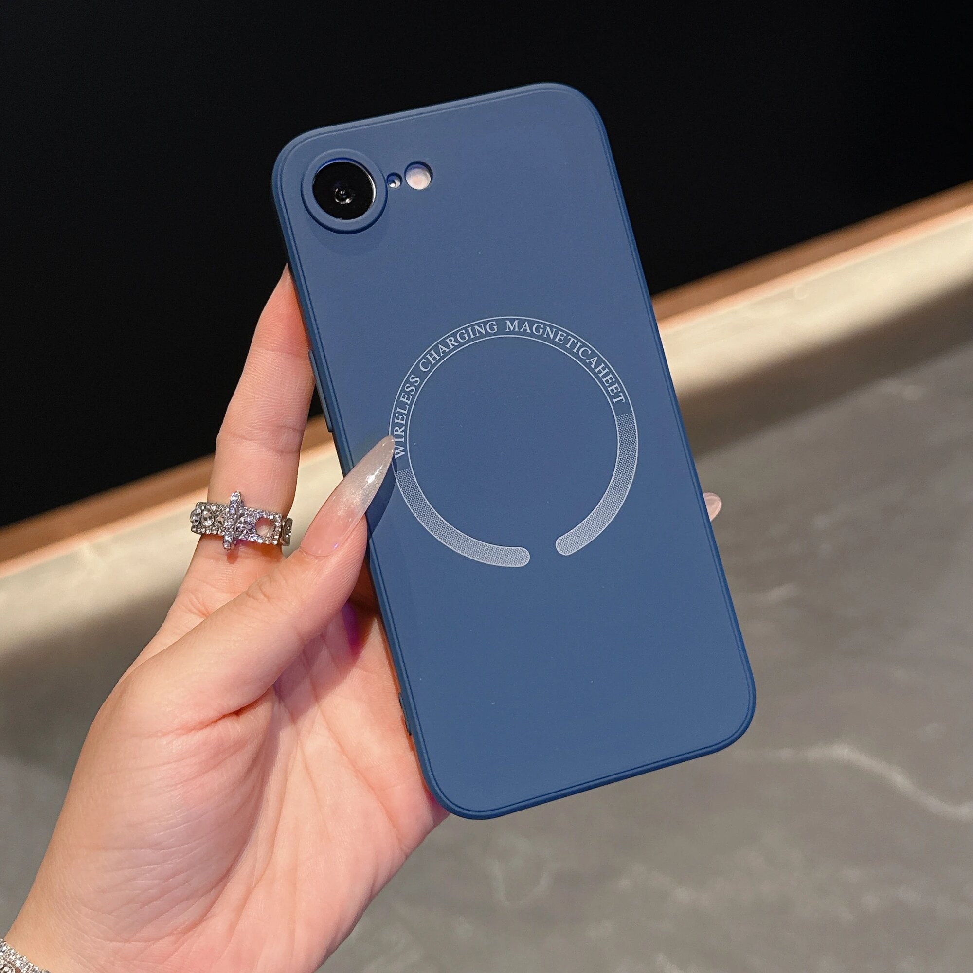 Оригинальный магнитный силиконовый чехол Magsafe для iPhone 17, Air 16, iPhone 16e, Синий, Navy Blue