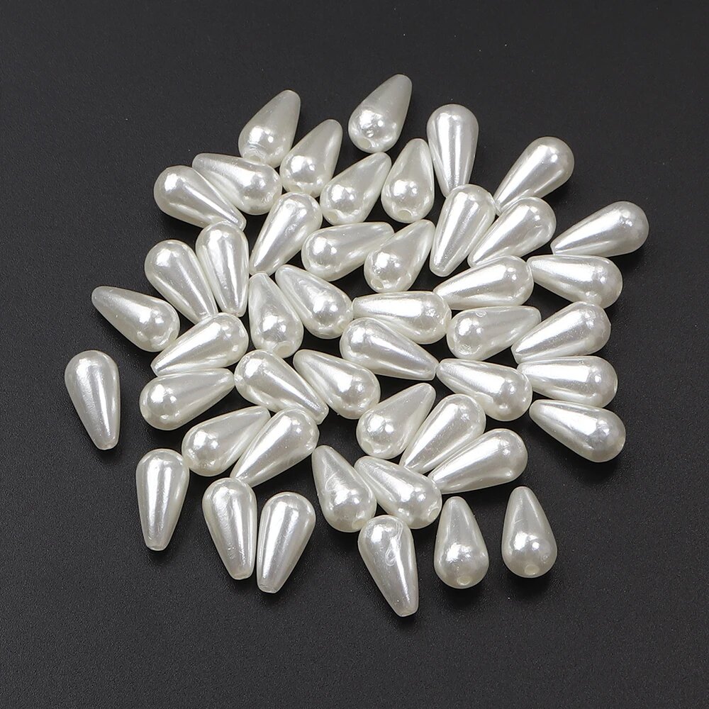 Бежевые каплевидные бусины из АБС-пластика для ювелирных изделий 8x15mm 100pcs