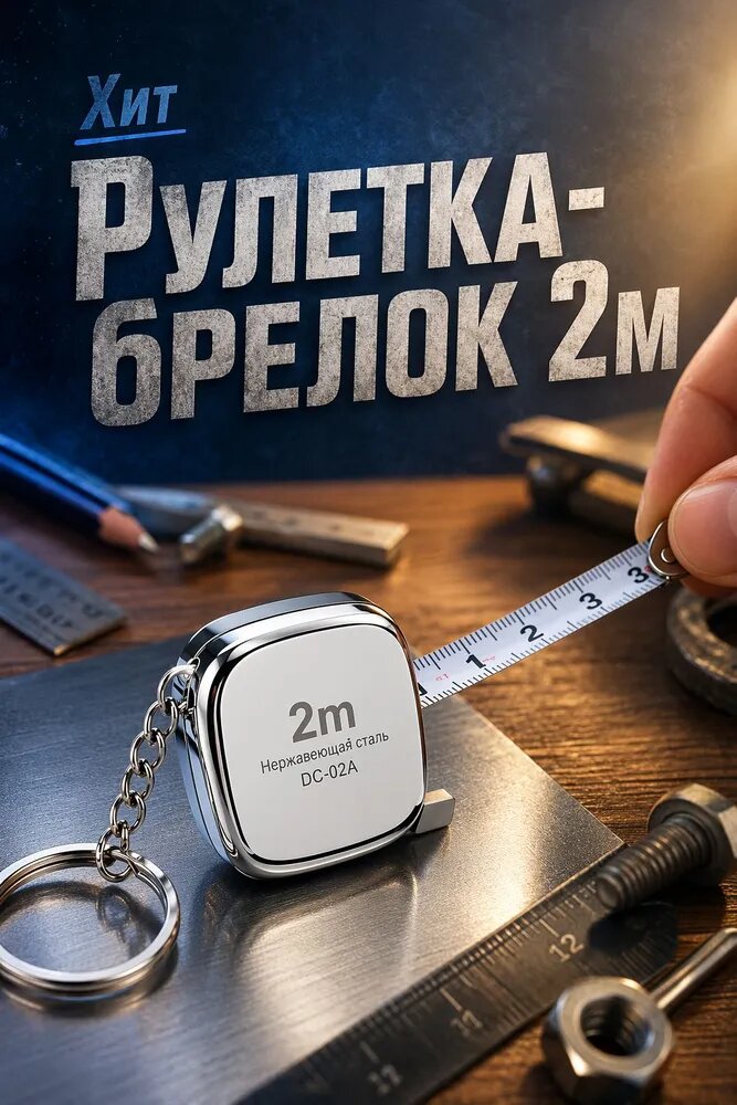 Измерительная рулетка Брелок 2м x 6мм