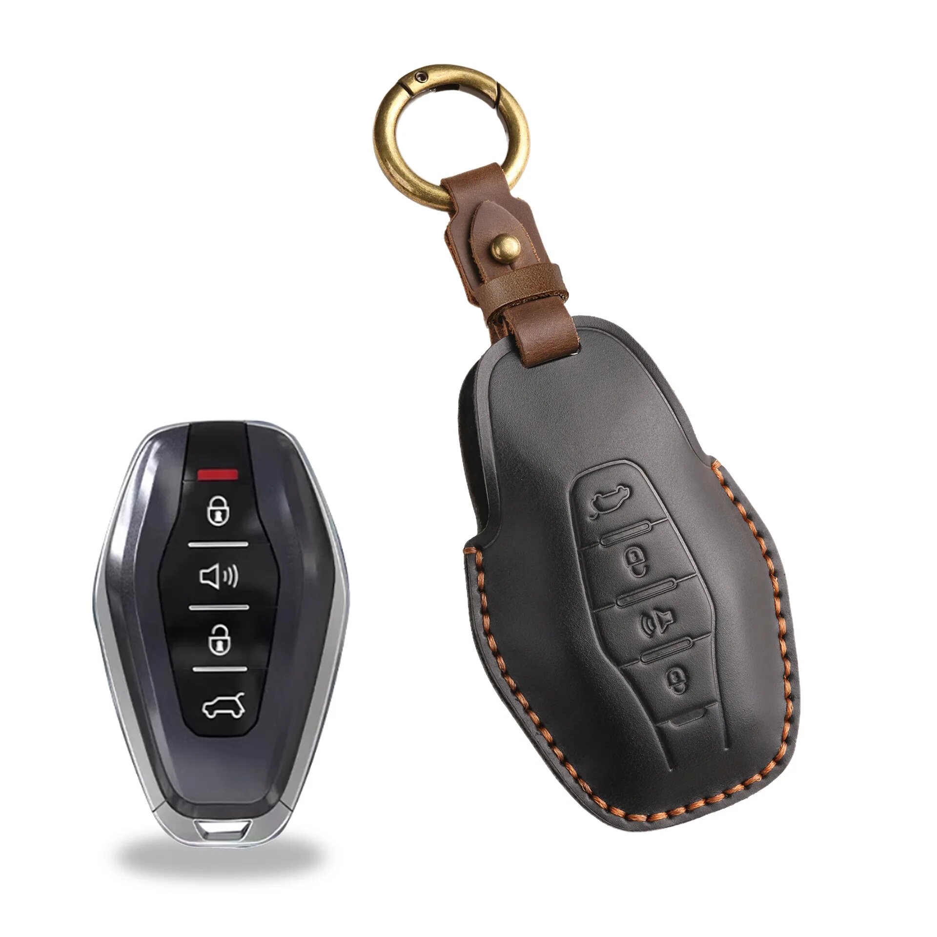 Кожаный чехол для ключей Chery Jetour X70 Plus X90 X95, черный
