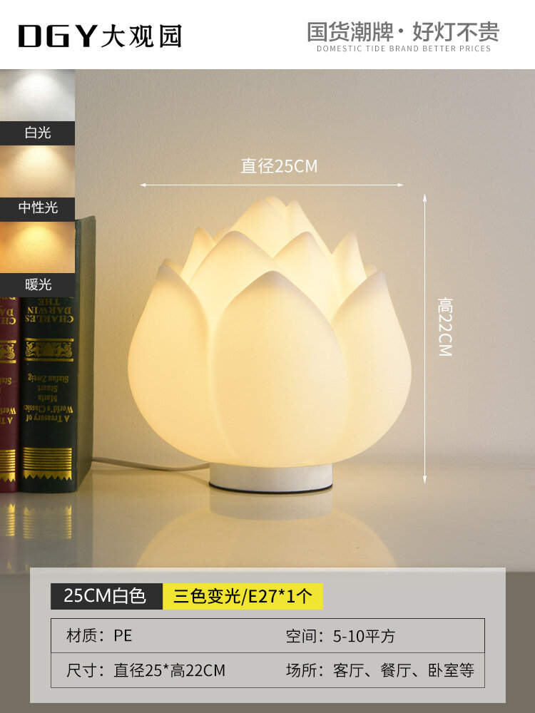 Настольная лампа для спальни, креативная лампа в форме лотоса, современный стиль, красный цветок для украшения дома, ночник с защитой для глаз, освещение из Чжуншаня.