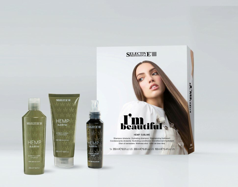 Набор Hemp Sublime шампунь 100 мл + эликсир 100 мл + маска для волос 100 мл Selective Professional