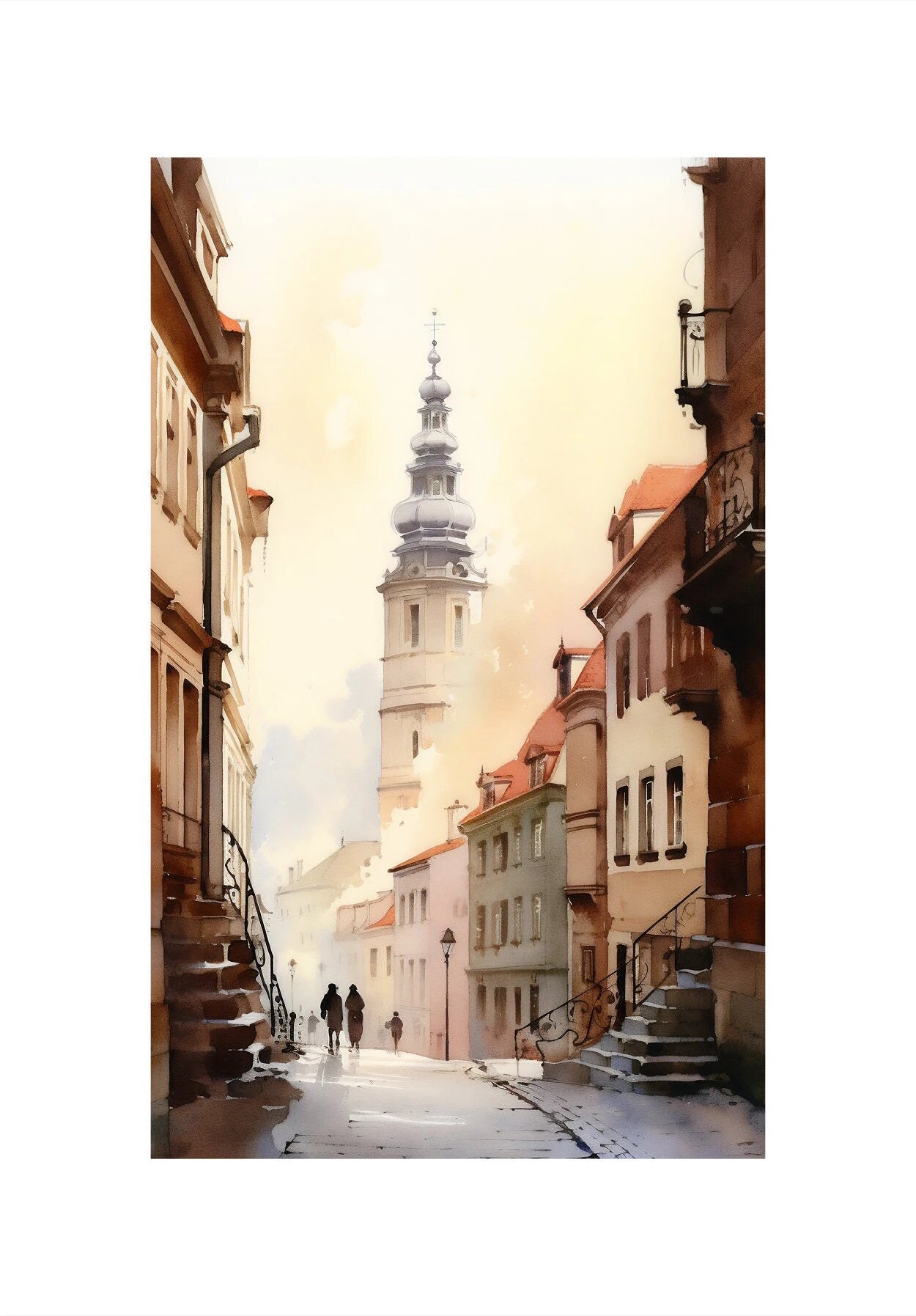 Пейзаж "Старинный город", постер 30x42 см, цвет 6