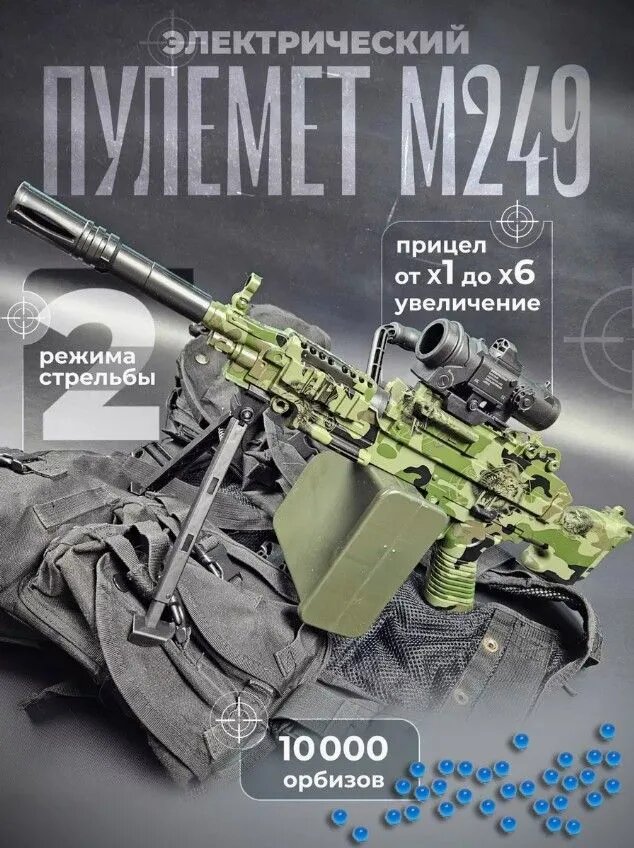 Пистолет пулемет с орбизами Vector, с световой насадкой, игрушечное орбибольное оружие с электрической подачей гидрогелевых пуль orbeez, автомат на орбизах