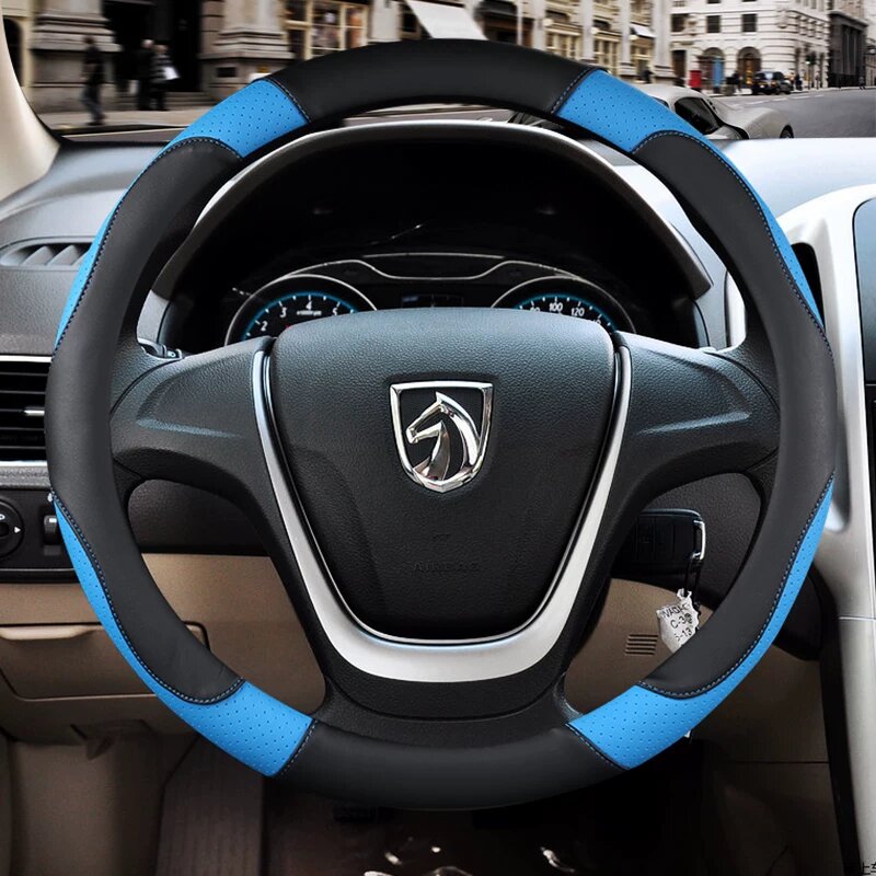Черно-синий кожаный чехол на рулевое колесо для моделей Baojun 730, 560, 310W, 360, 530, E200, 630, 510