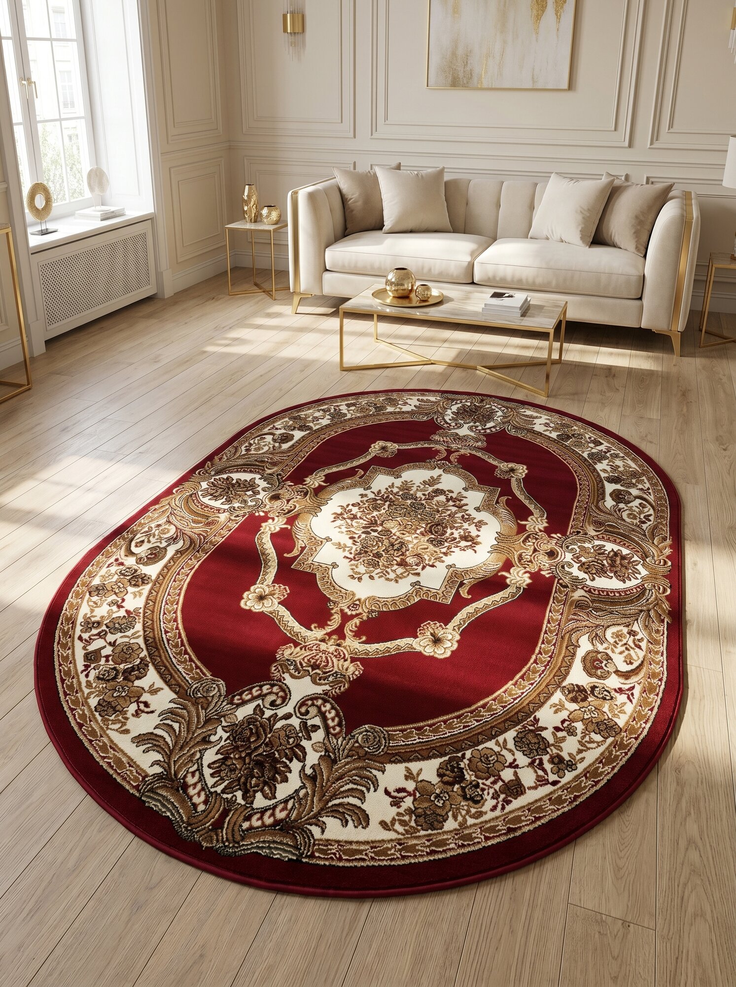 Ковер 15418 Овал Red- Beige 140 x 190 см; ковер комнатный; ковер на пол; ковер интерьерный