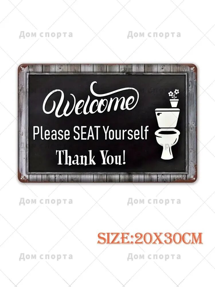 Бассейн для мытья рук, туалет Винтажная металлическая вывеска DECOR 20х30 см